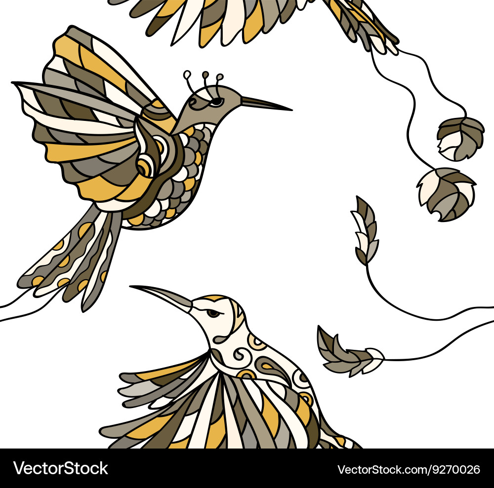 Pattern with couple colibri Royalty Free Vector Image