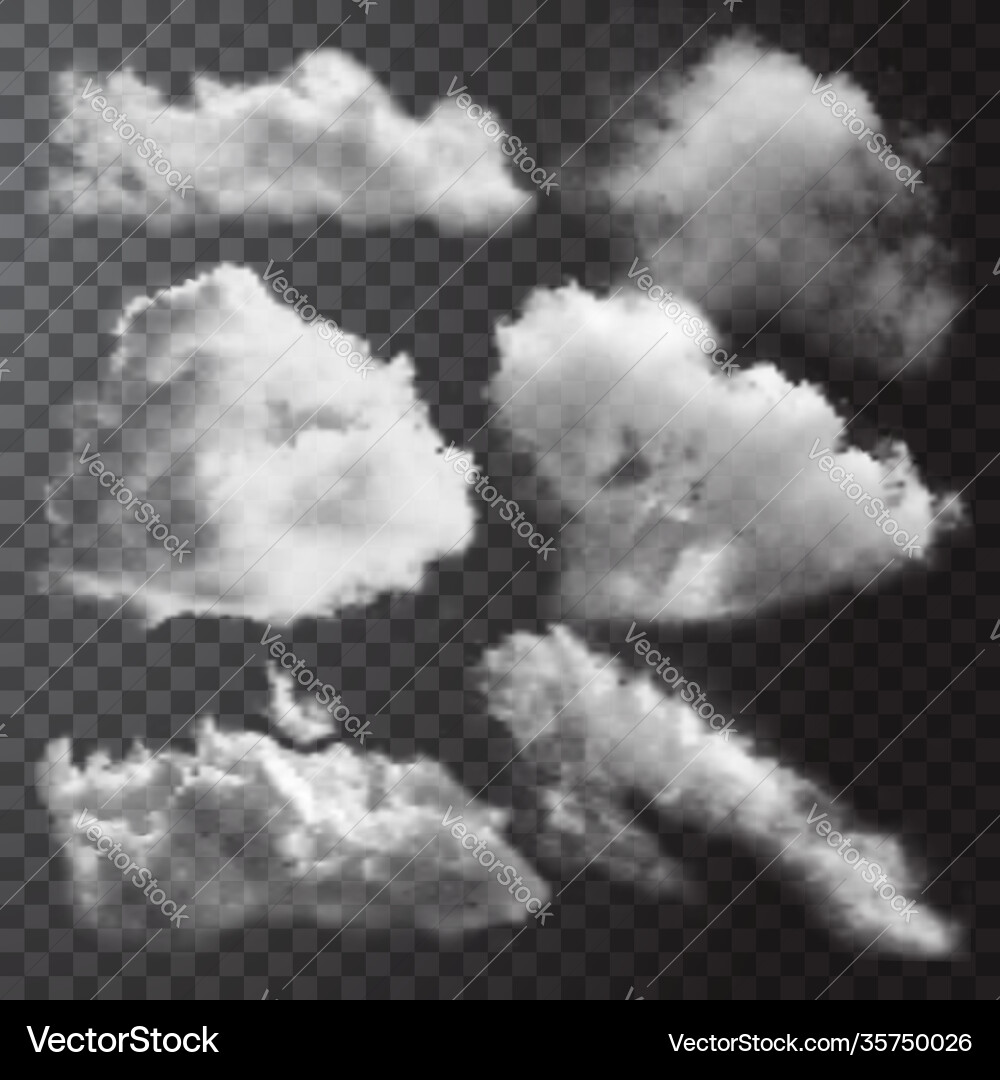 Realistic clouds icon set Royalty Free Vector Image
