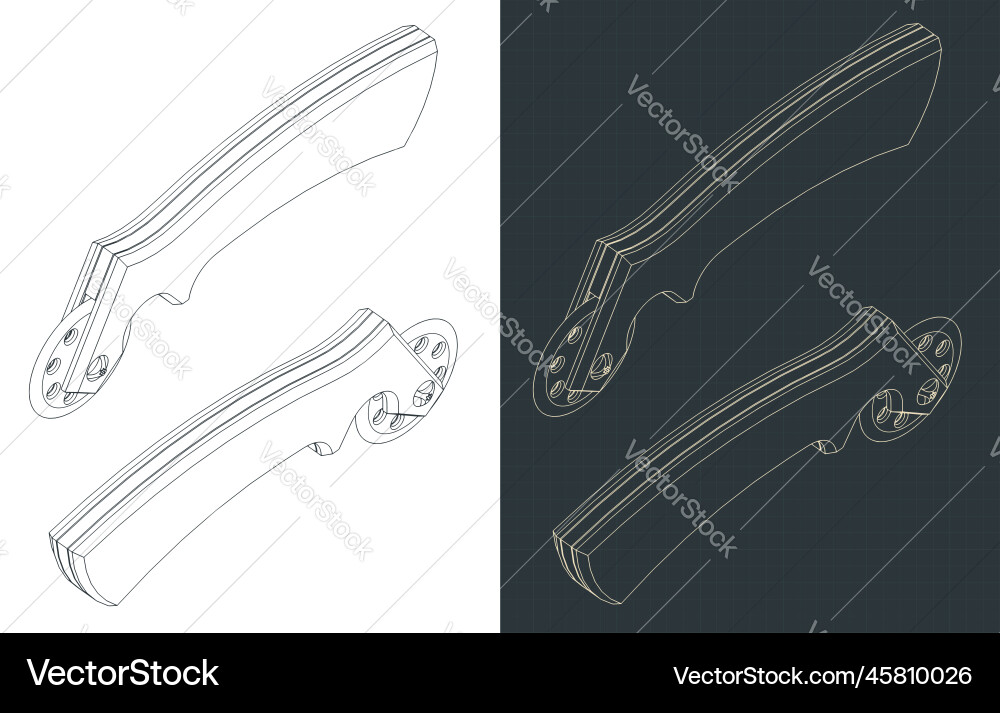 Rotary cutter isometric blueprints Royalty Free Vector Image
