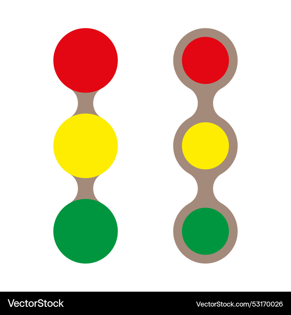 Traffic light icons red yellow green circles Vector Image