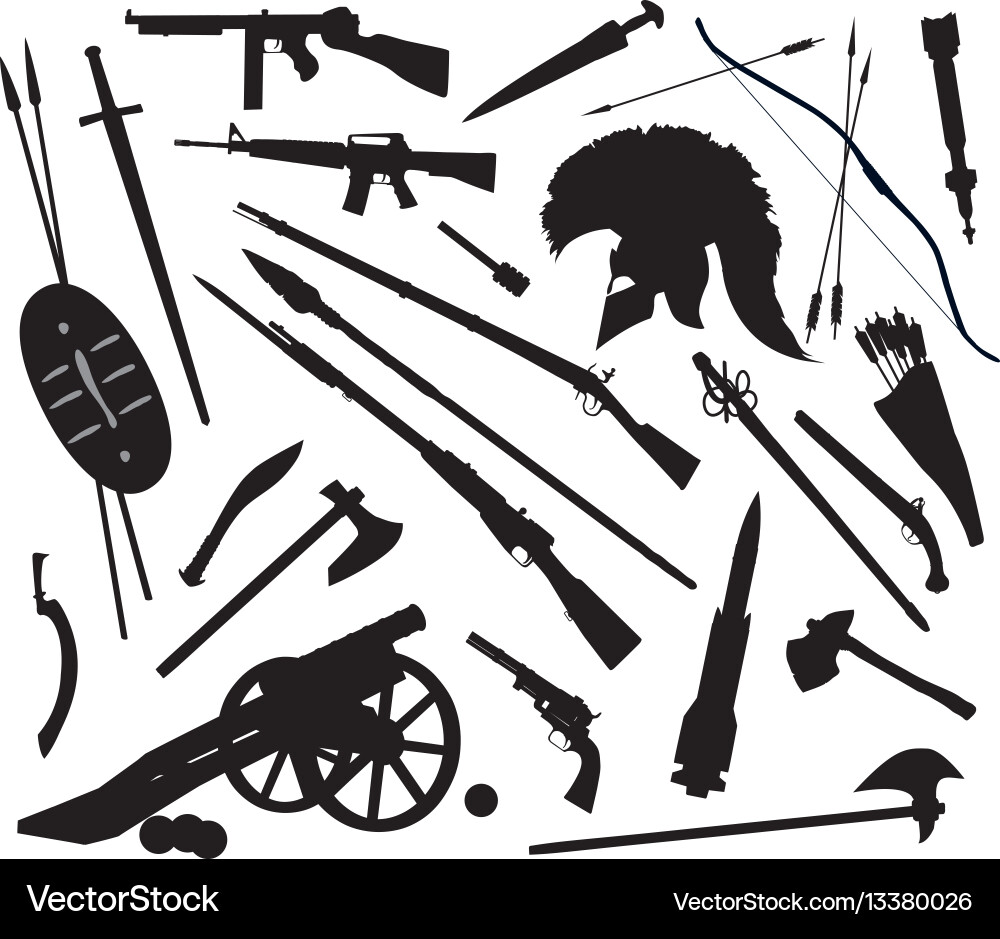 Weapons mix Royalty Free Vector Image - VectorStock