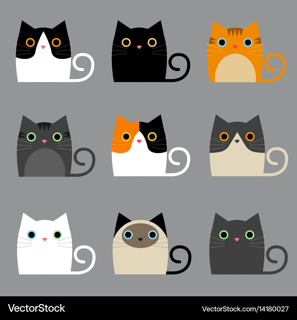 Adorable Cute Cats Set Royalty Free Vector Image