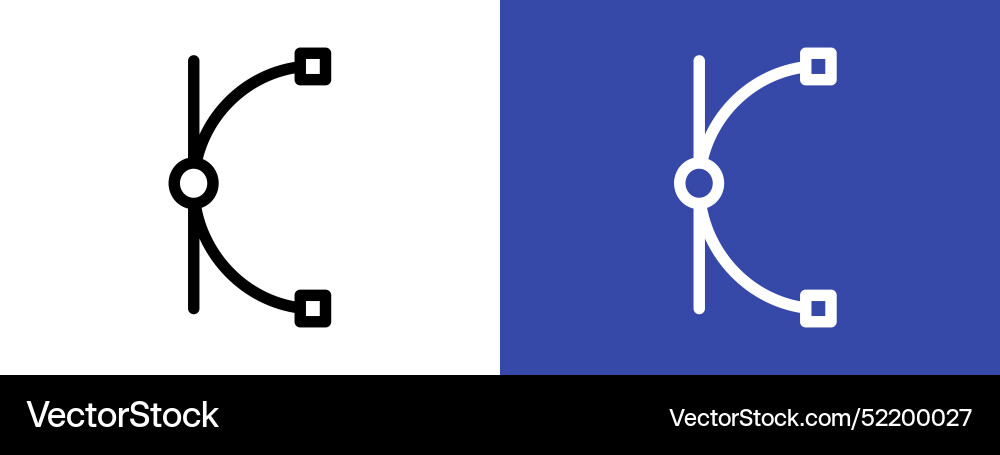 Bezier curve icon logo sign set outline Royalty Free Vector