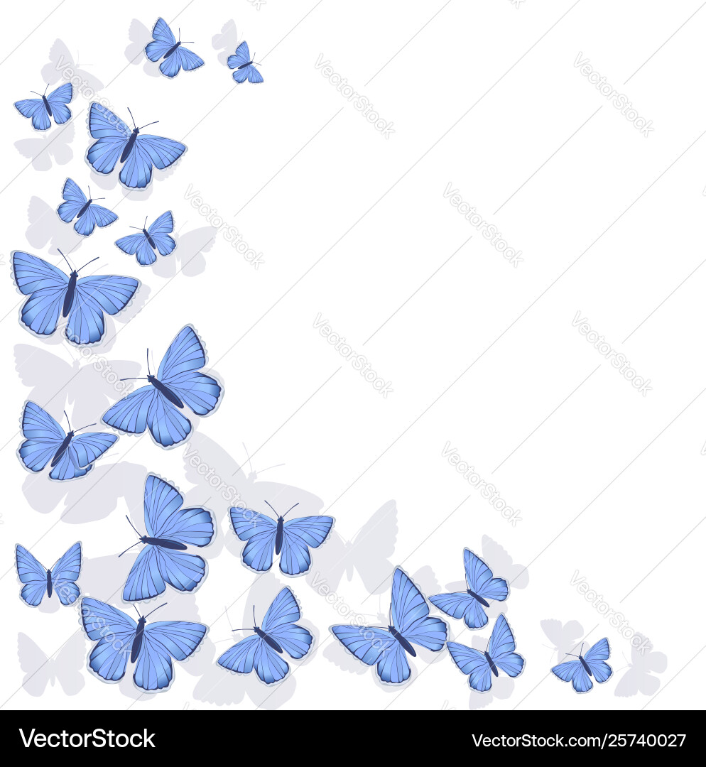 Blue Butterfly Corner Frame Royalty Free Vector Image