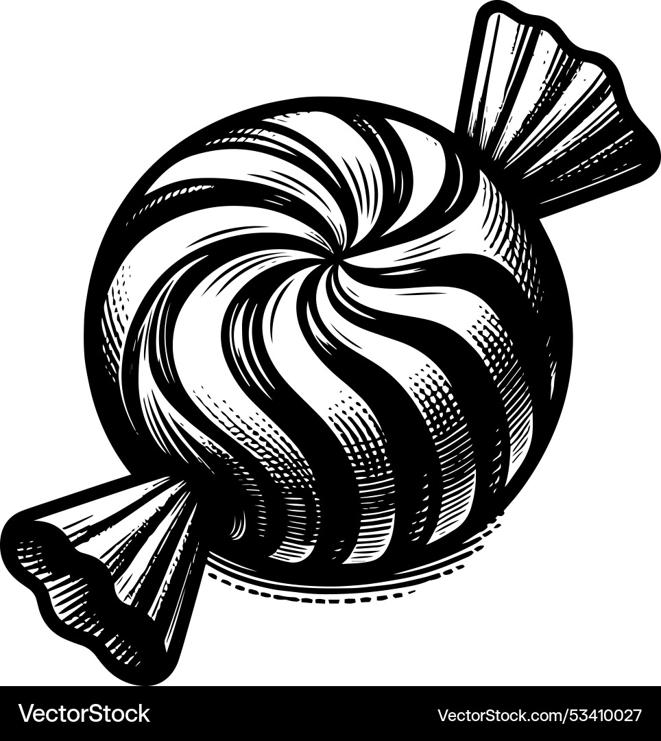 Detailed black and white candy Royalty Free Vector Image