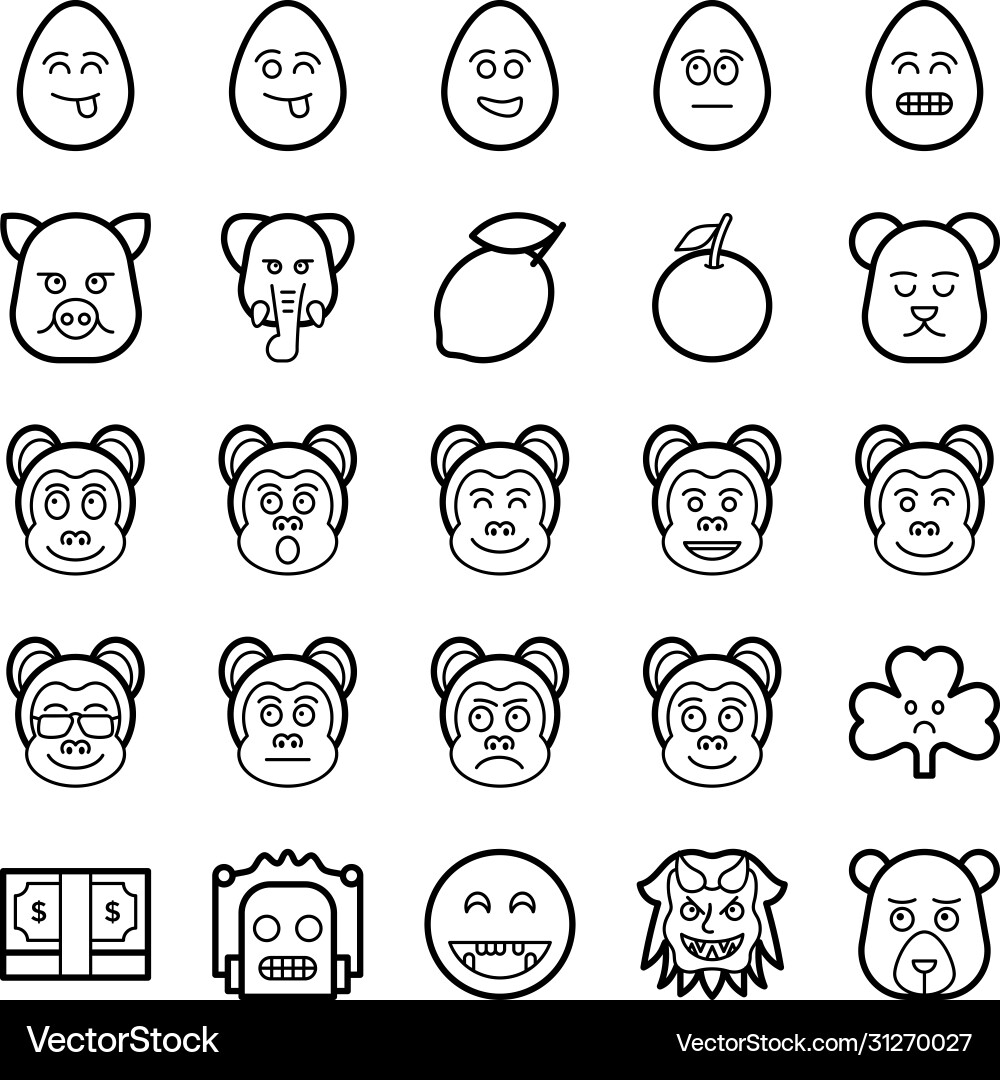 Emoticons icons pack Royalty Free Vector Image