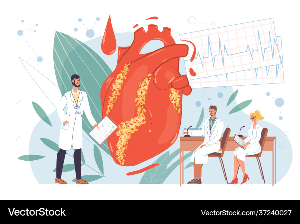 Flat cartoon doctor characters at work Royalty Free Vector