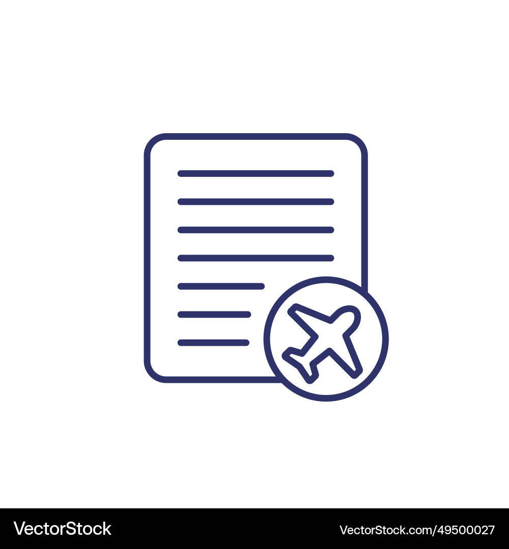 Flight documents line icon Royalty Free Vector Image