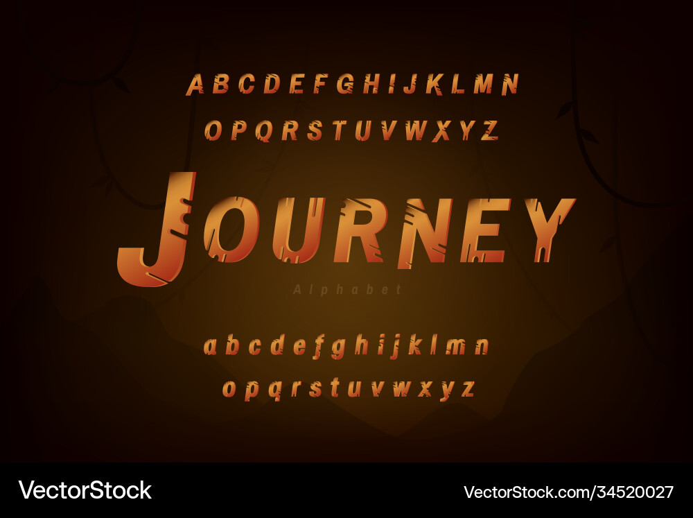 Journey and adventure theme alphabet font set Vector Image