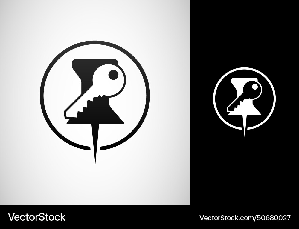 Key pin logo design paper Royalty Free Vector Image