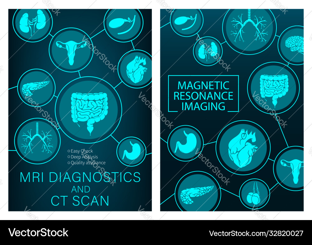 Mri research organs medicine posters Royalty Free Vector