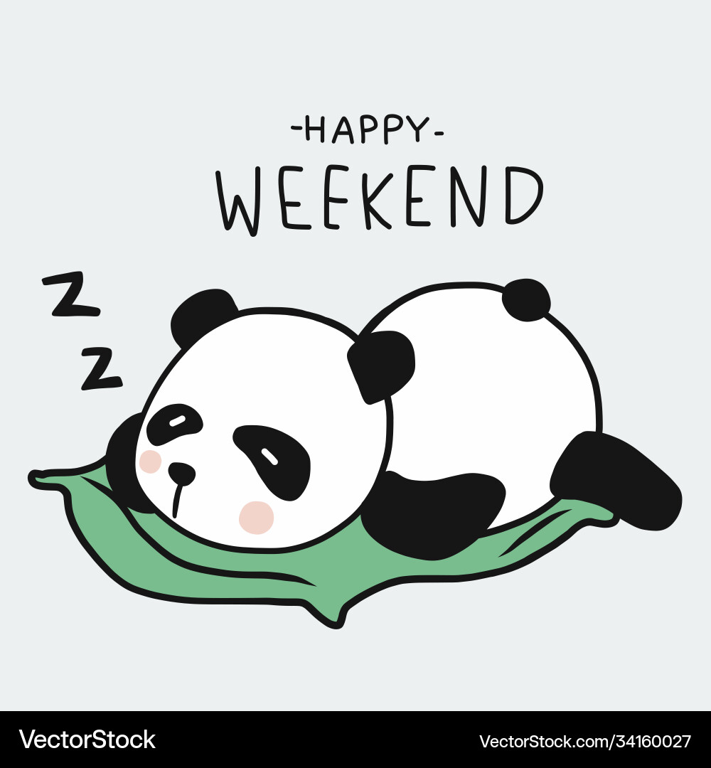 Panda sleeping happy weekend cartoon Royalty Free Vector