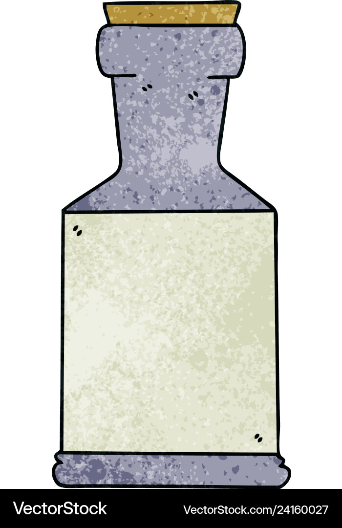 Quirky hand drawn cartoon potion bottle Royalty Free Vector