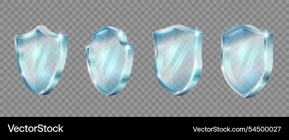 Realistic glass shield with sparkle plate Vector Image