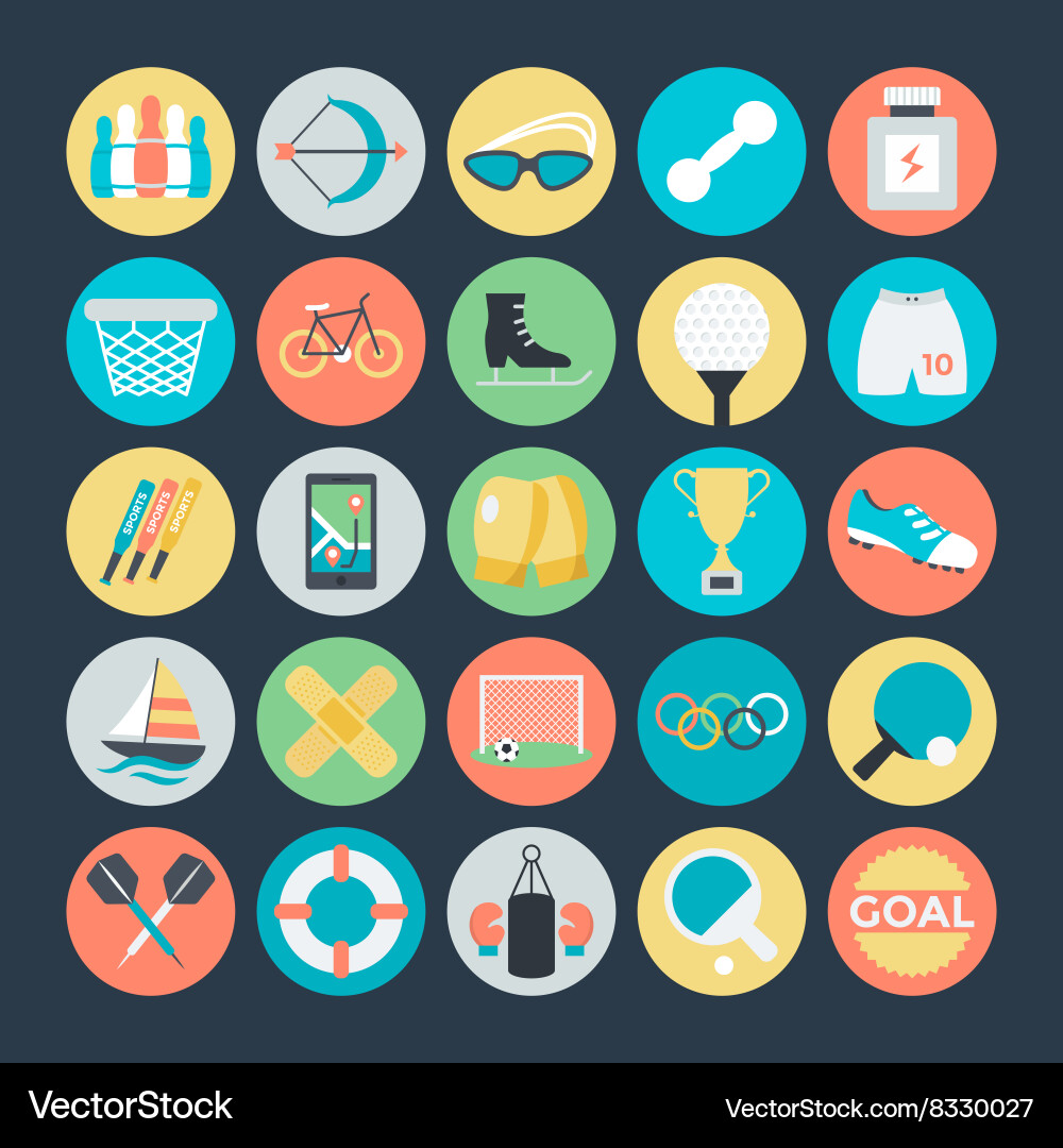 Sports colored icons 3 Royalty Free Vector Image