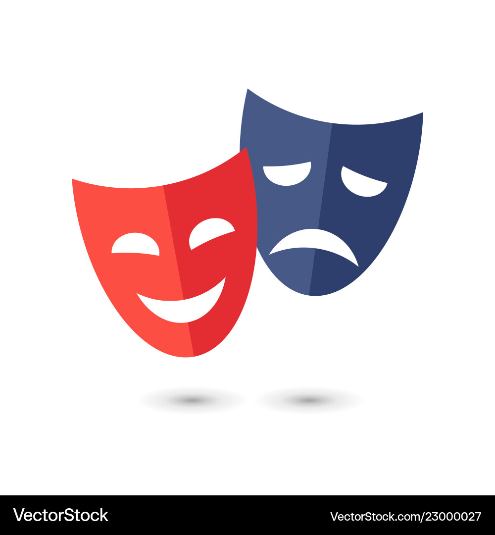 Theater masks icon on white background Royalty Free Vector