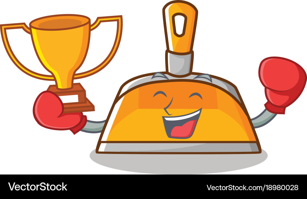 Boxing winner dustpan character cartoon style Vector Image
