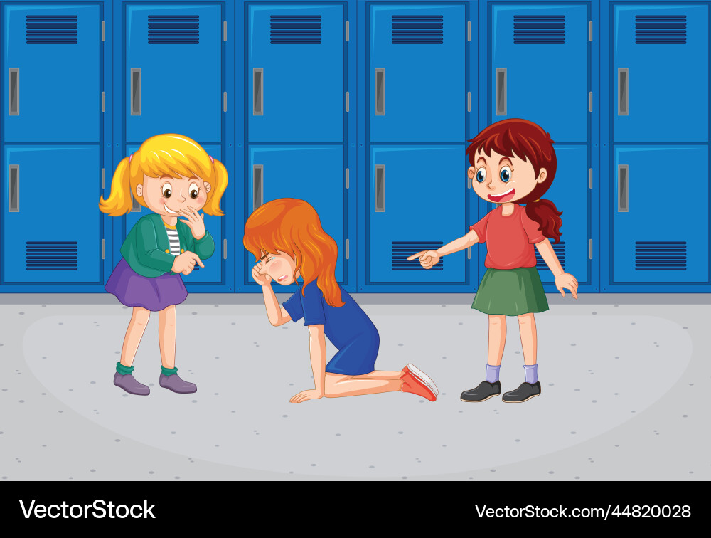 Bullying kids school scene Royalty Free Vector Image