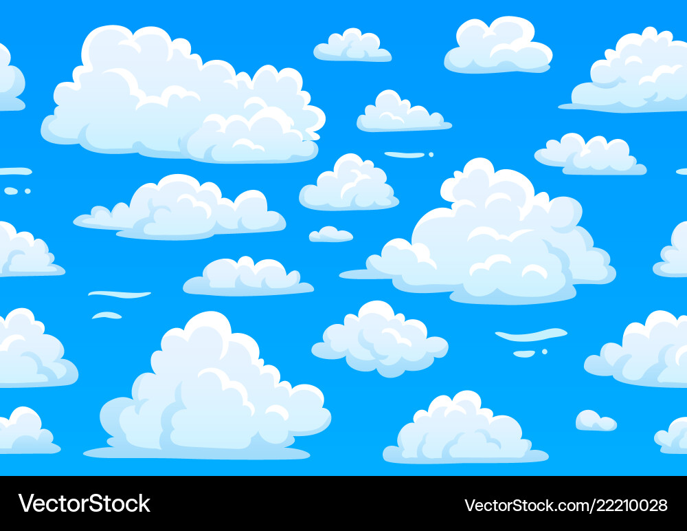 Cartoon blue cloudy sky horizontal seamless Vector Image