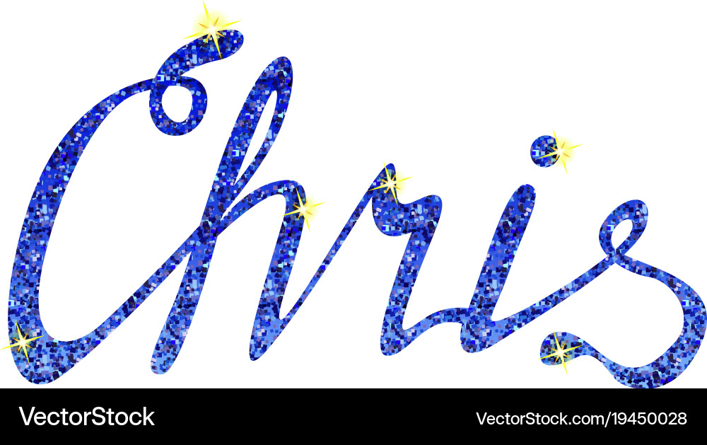 Chris name lettering tinsels Royalty Free Vector Image