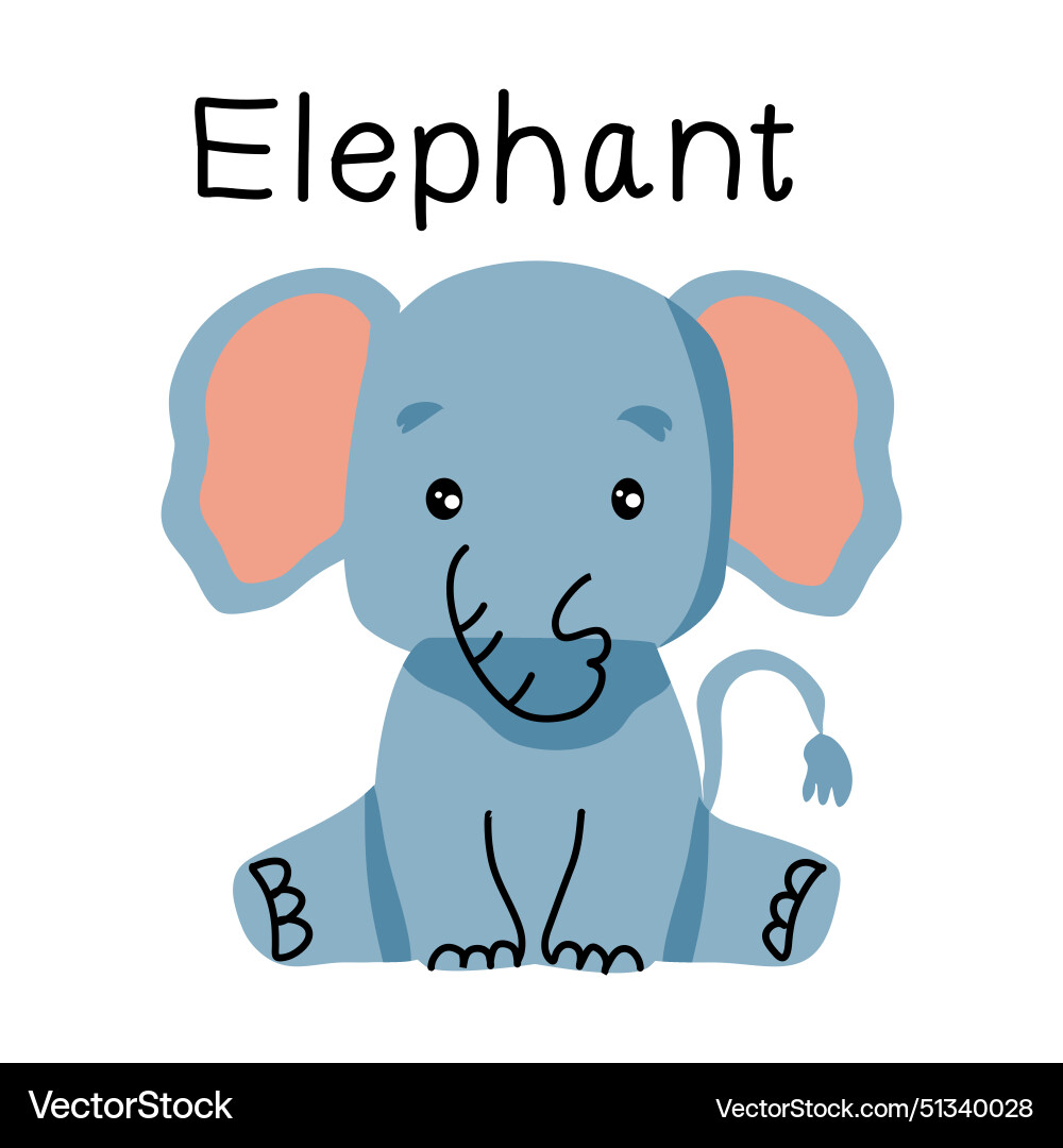 Cute baby elephant on white Royalty Free Vector Image