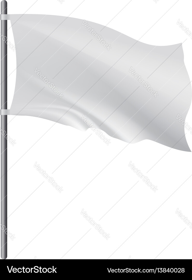 Empty white flag developing in the wind mockup Vector Image
