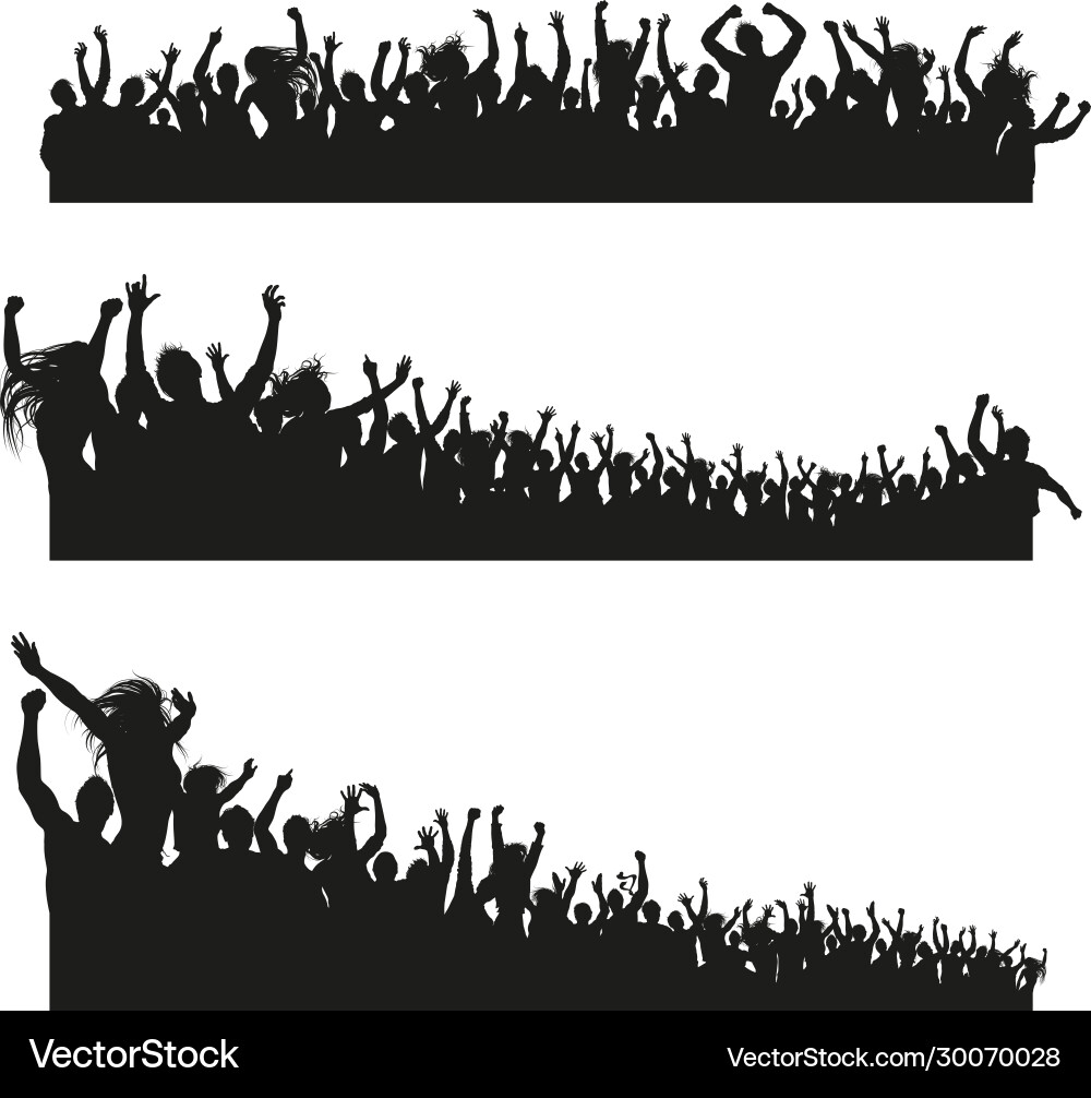 High quality cheering crowd silhouettes Royalty Free Vector