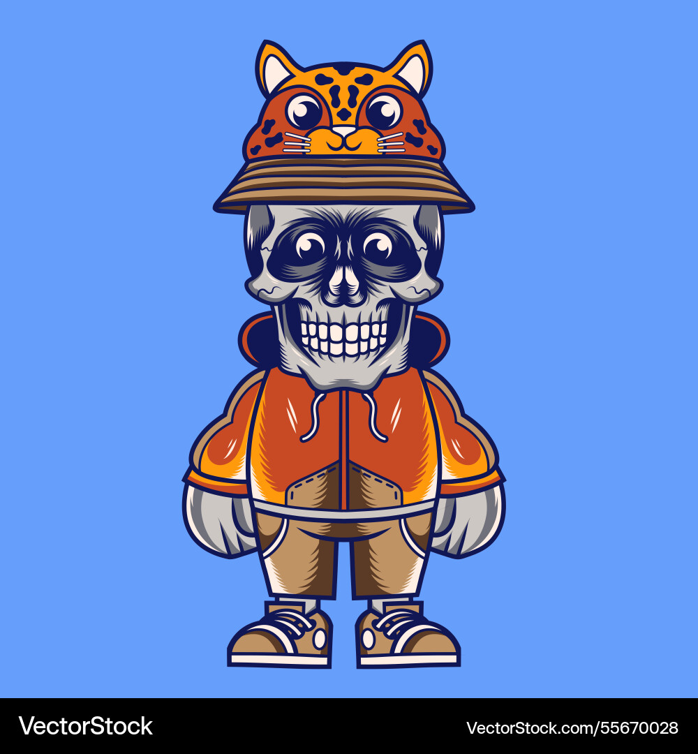 Mascot character design cartoon leopard hat Vector Image