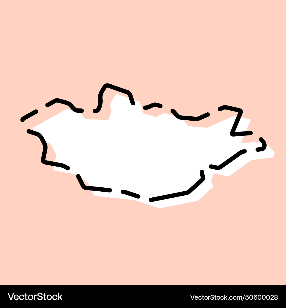 Mongolia simplified map Royalty Free Vector Image