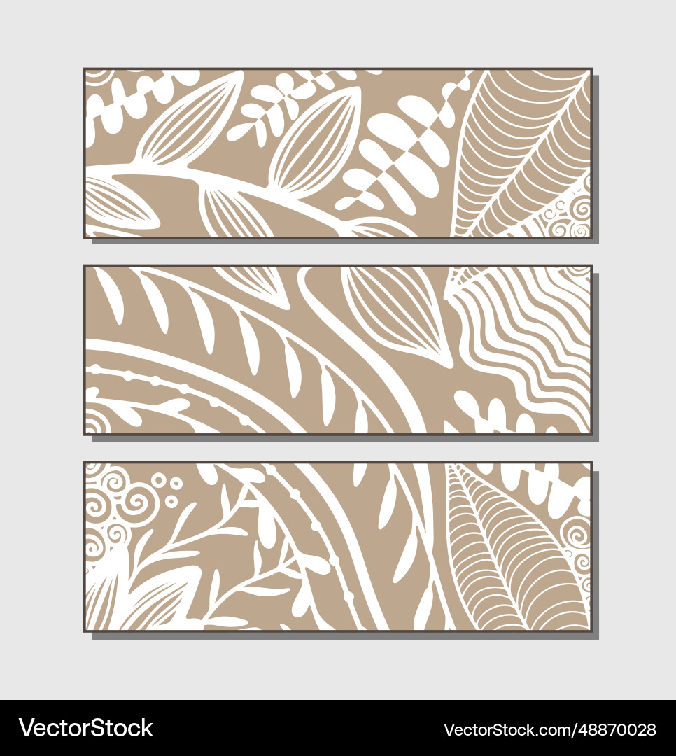 Set of three abstract beige paintings Royalty Free Vector