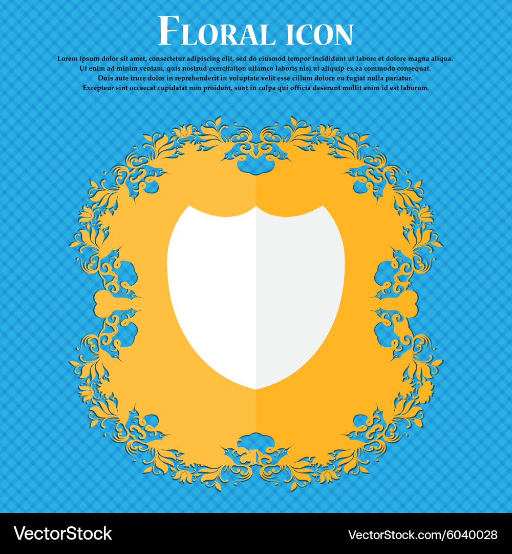 Shield sign icon protection symbol floral flat Vector Image