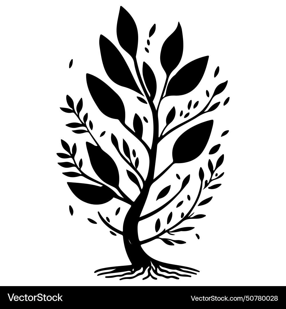 Tree half spring autumn floral sketch draw Vector Image