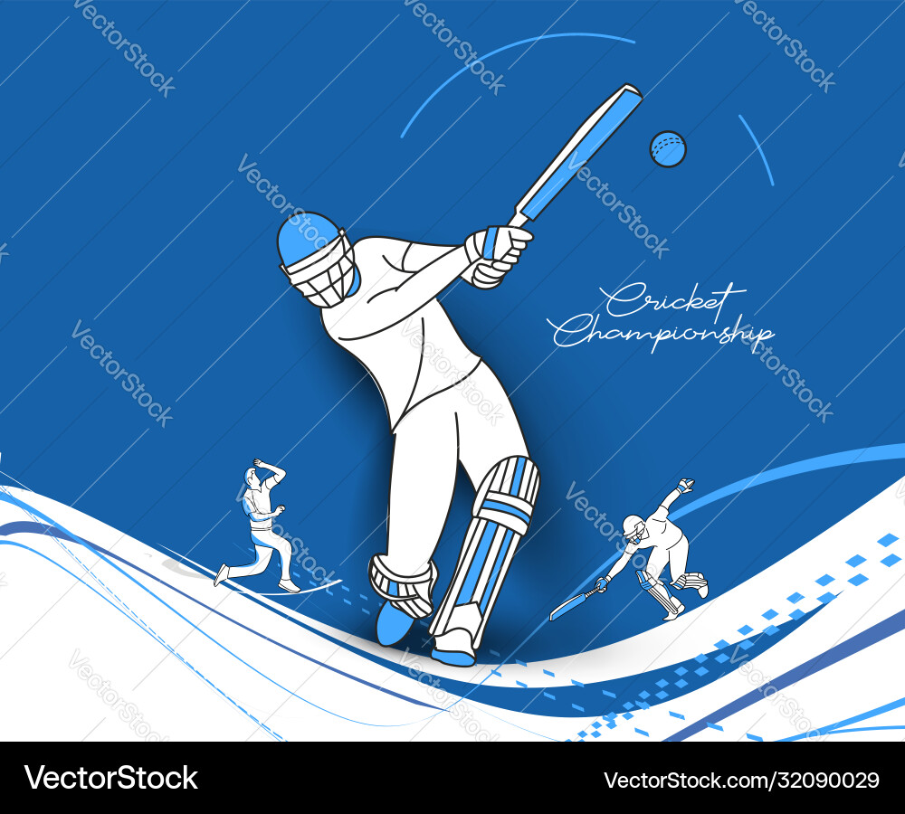Abstract colorful pattern with batsman and bowler Vector Image