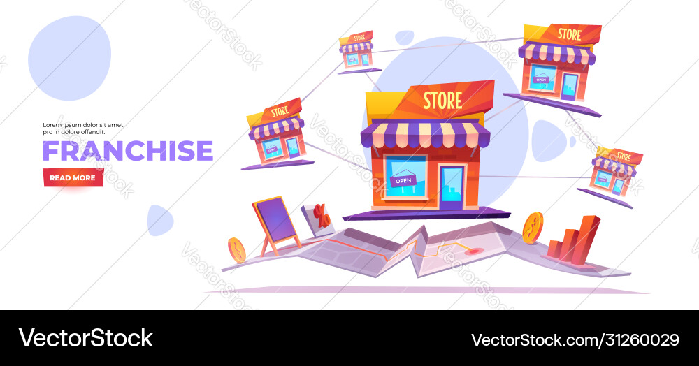 Banner franchise business model Royalty Free Vector Image