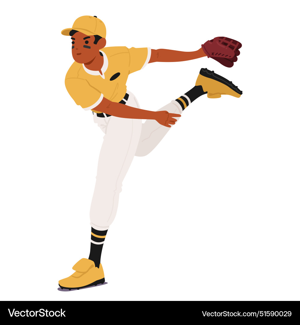 Baseball player in mid-pitching action Royalty Free Vector