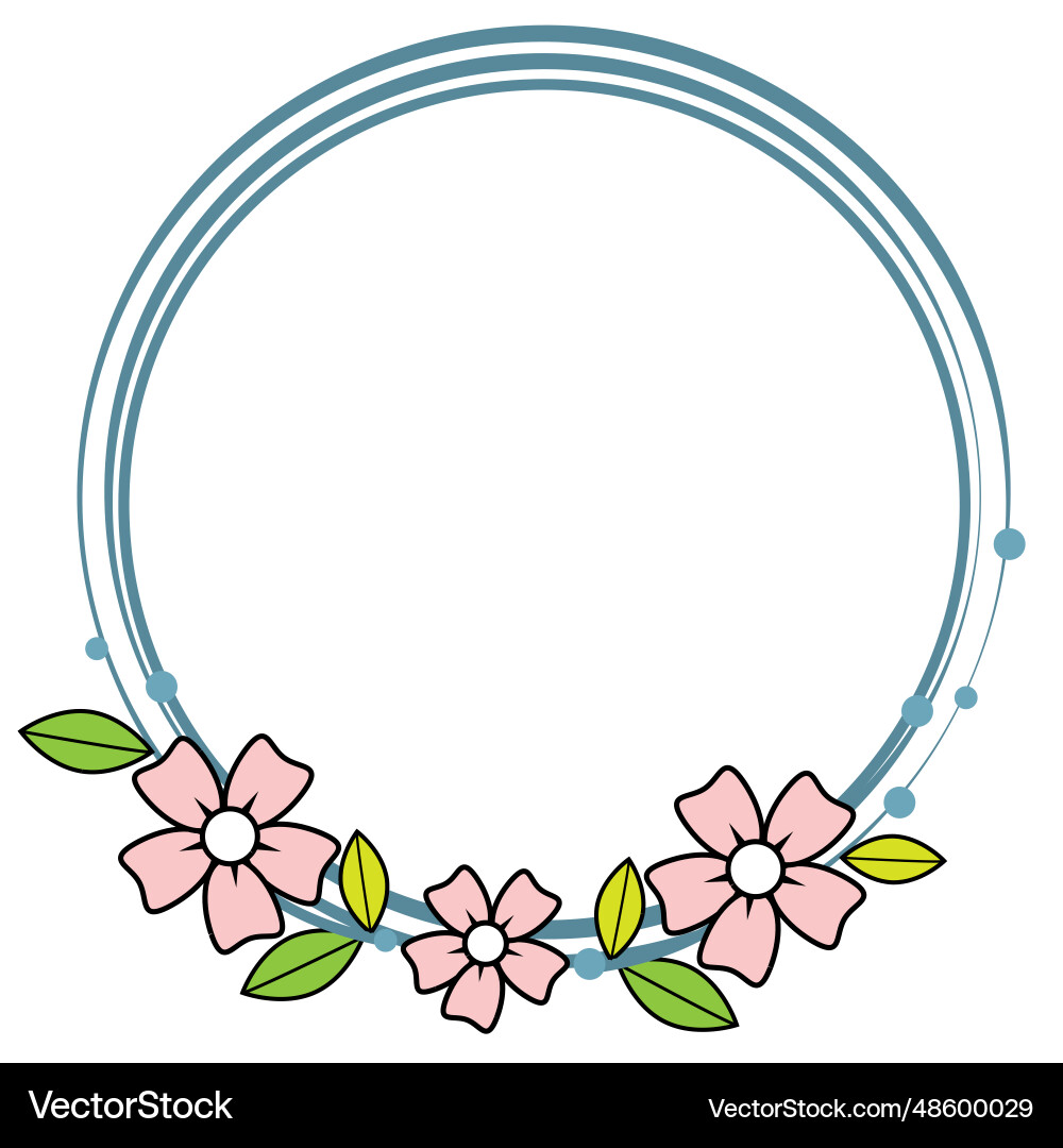 Circle frame with cute flowers decorated Vector Image