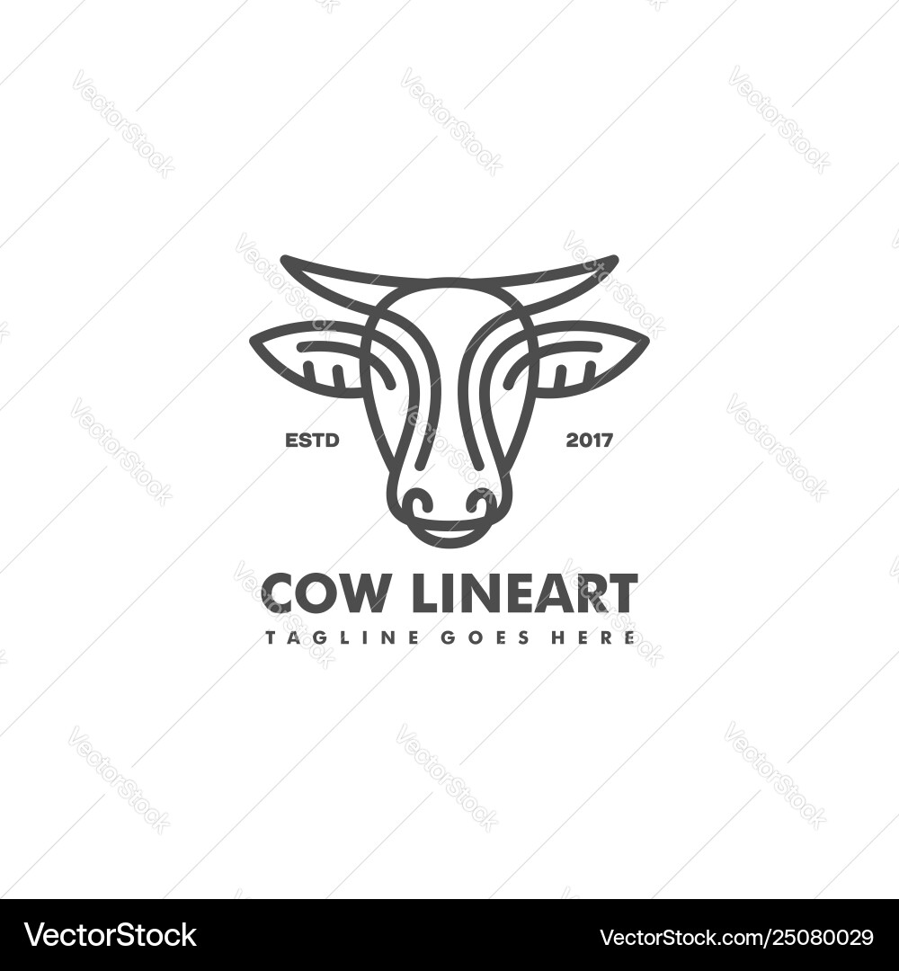 Cow line art concept design template Royalty Free Vector