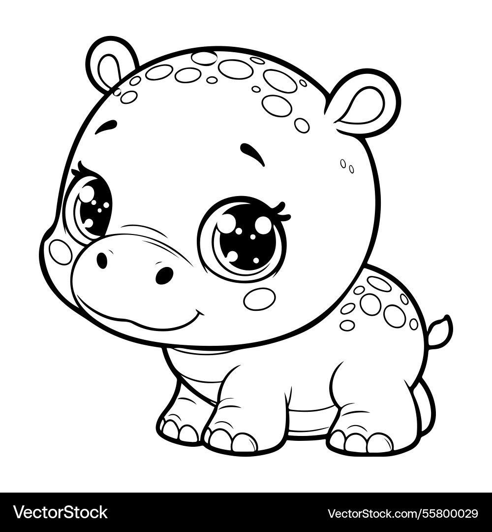 Cute hippo coloring pages for kids Royalty Free Vector Image