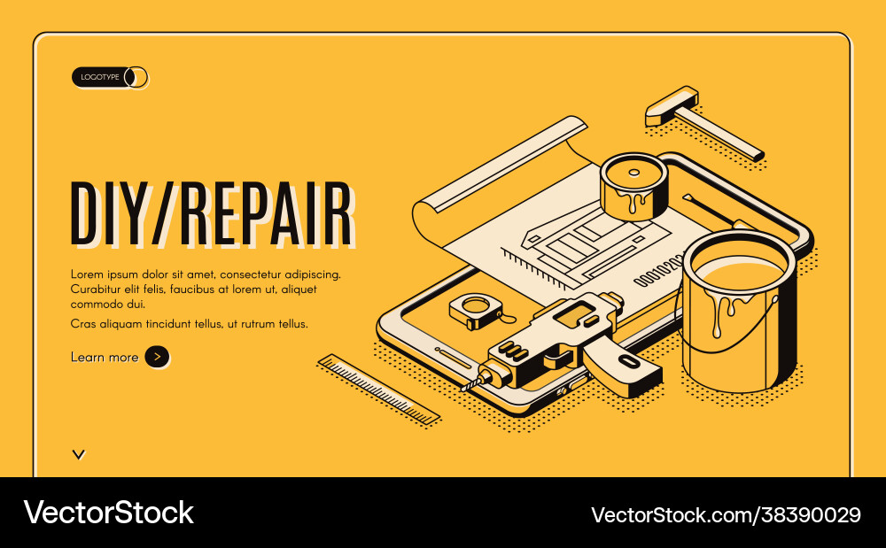 Diy repair isometric banner engineering tools Vector Image