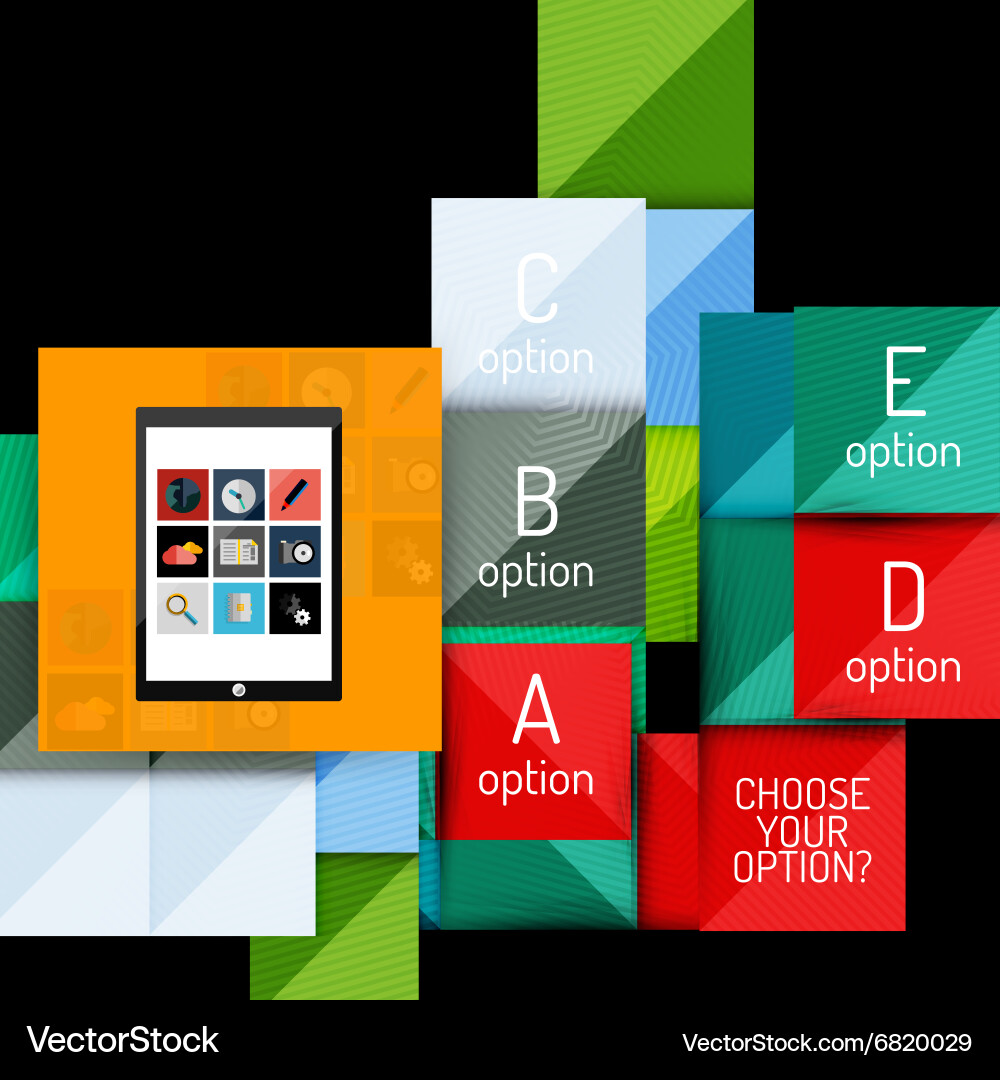 Geometric square shapes and infographic option Vector Image
