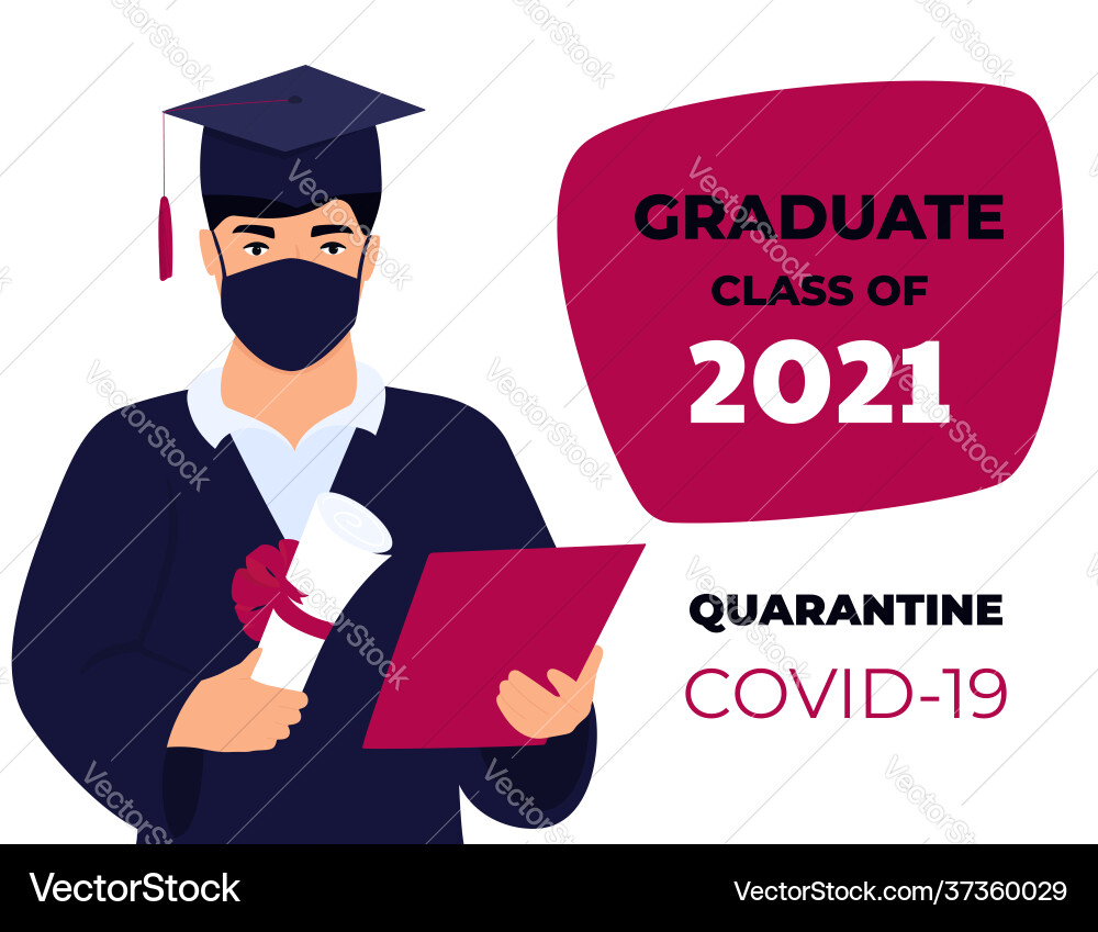 Graduation virtual ceremony during coronavirus Vector Image