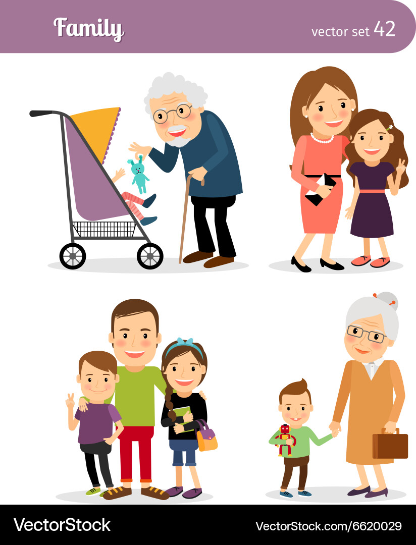 Grandparents and grandchildren Royalty Free Vector Image