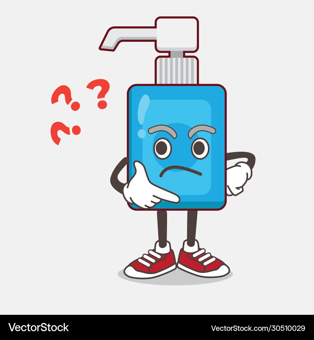 Hand sanitizer cartoon mascot character Royalty Free Vector