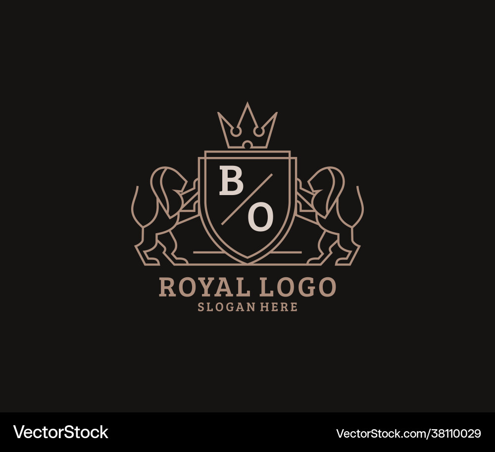 Ursprüngliche bo Buchstabe lion königliche Luxus Logo Vorlage