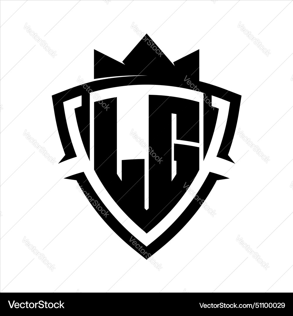 Lg letter bold monogram triangle curve shield Vector Image