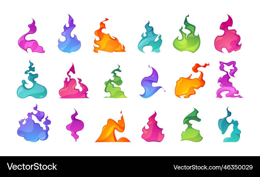 Magic colorful fire cartoon fantasy spell Vector Image