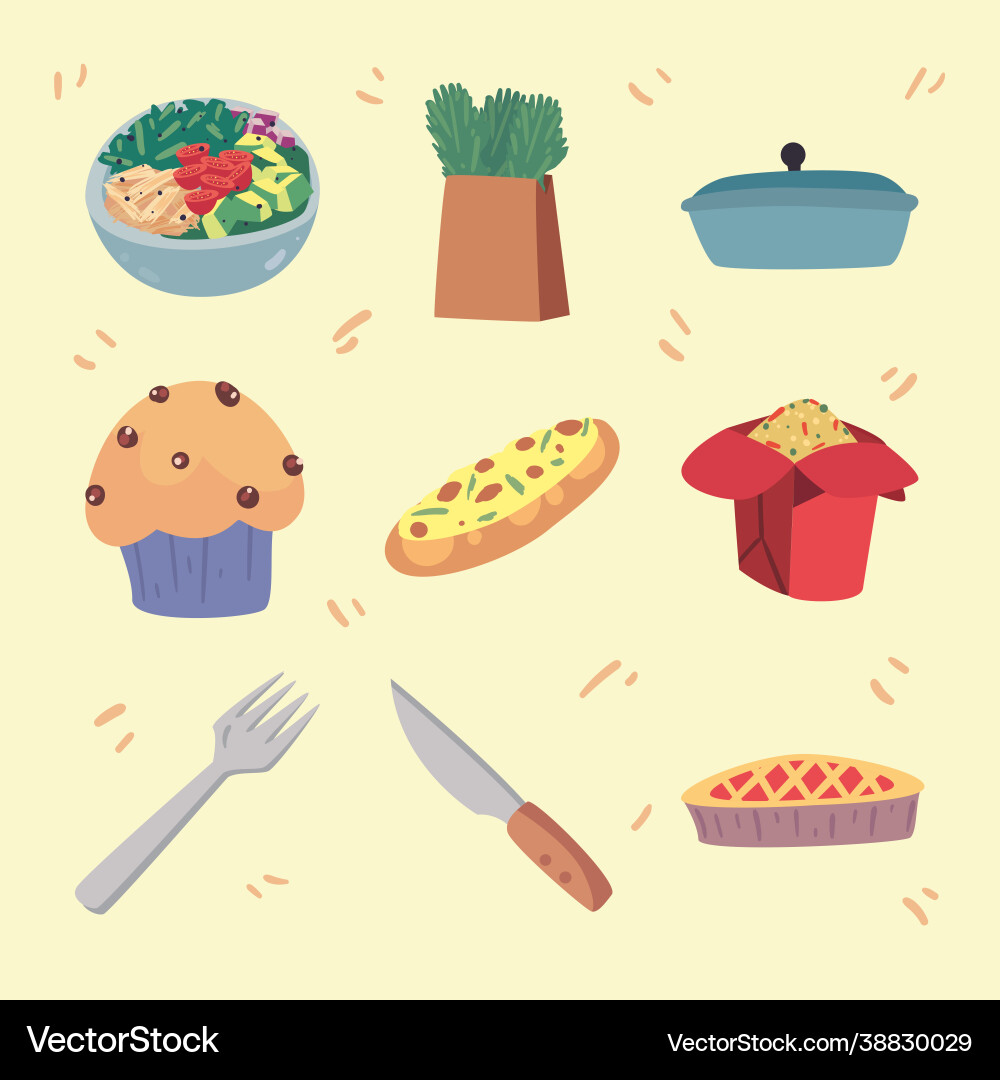 Nine home food icons Royalty Free Vector Image