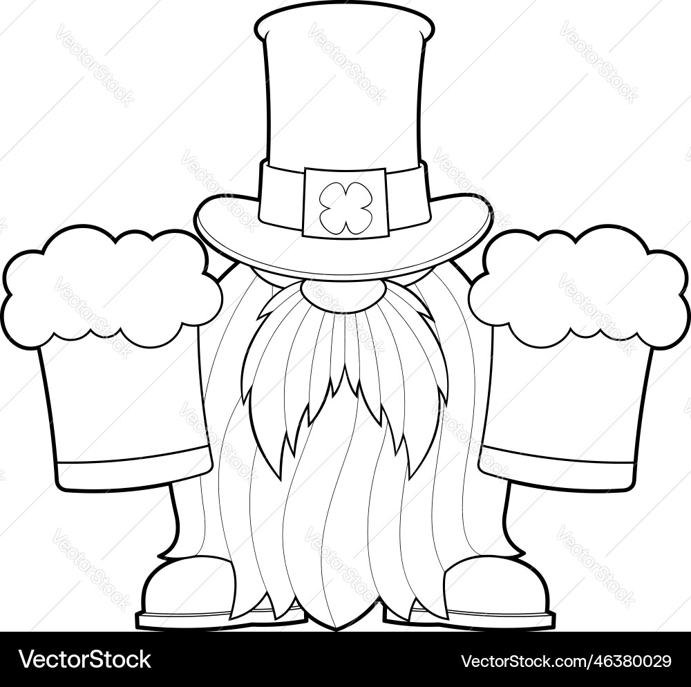 Outlined st patricks day gnome cartoon character Vector Image