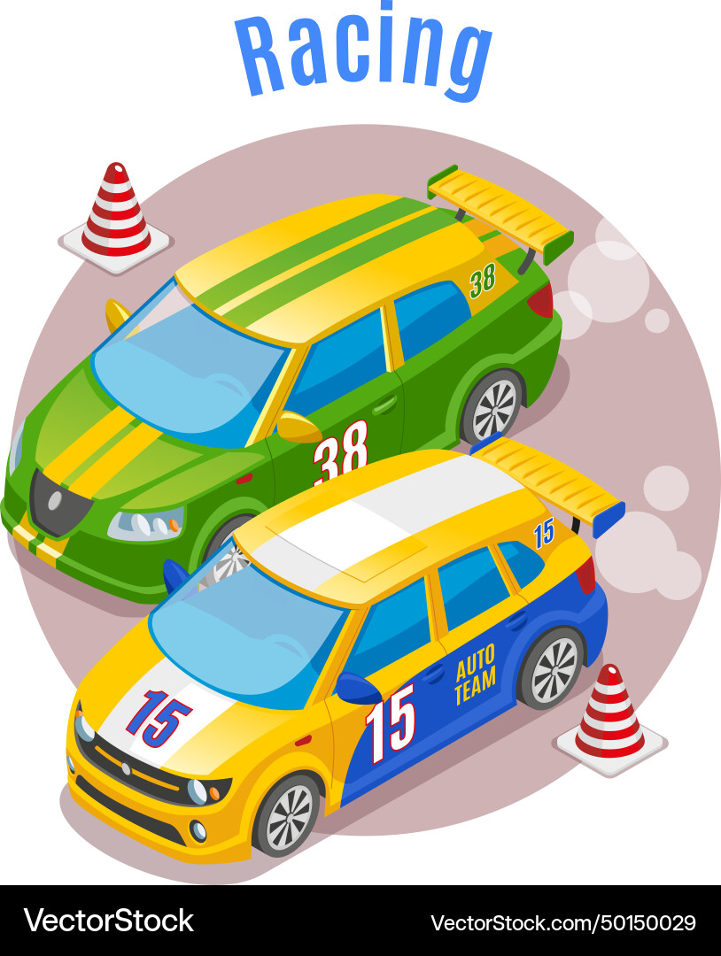 Racing sports isometric concept Royalty Free Vector Image