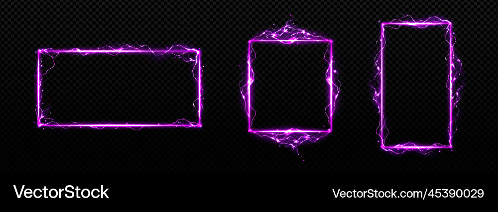 Set of purple rectangular lightning frames Vector Image